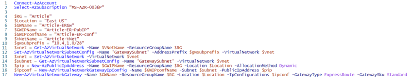 How To Create An Azure Virtual Network Gateway Using Powershell